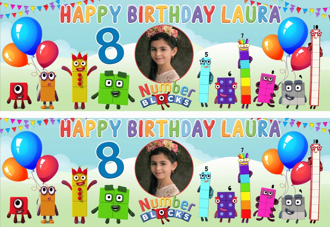 Personalised Numberblocks Birthday Banner X2 Photo Number Blocks ...