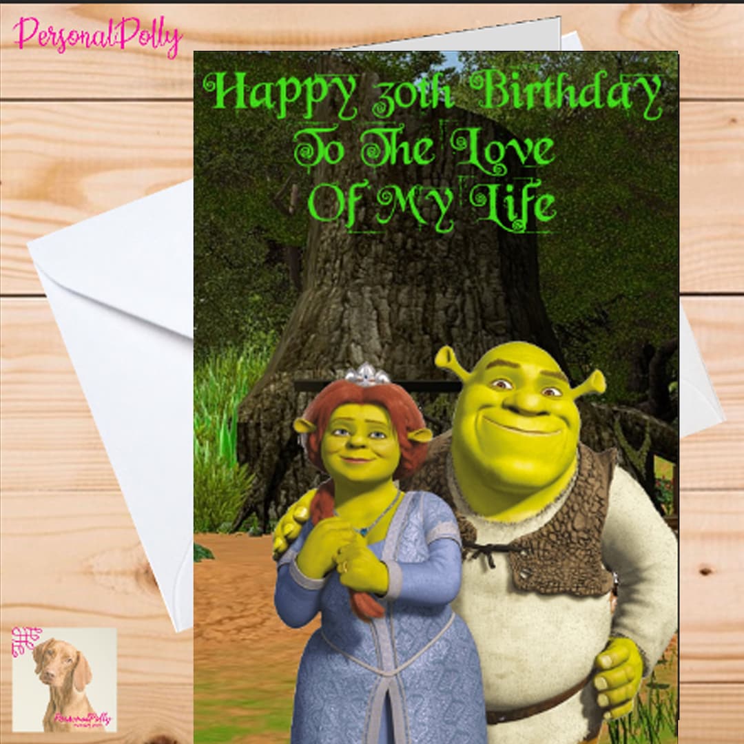 Personalised Shrek Card Birthday Anniversary Any Greeting Fiona Donkey ...
