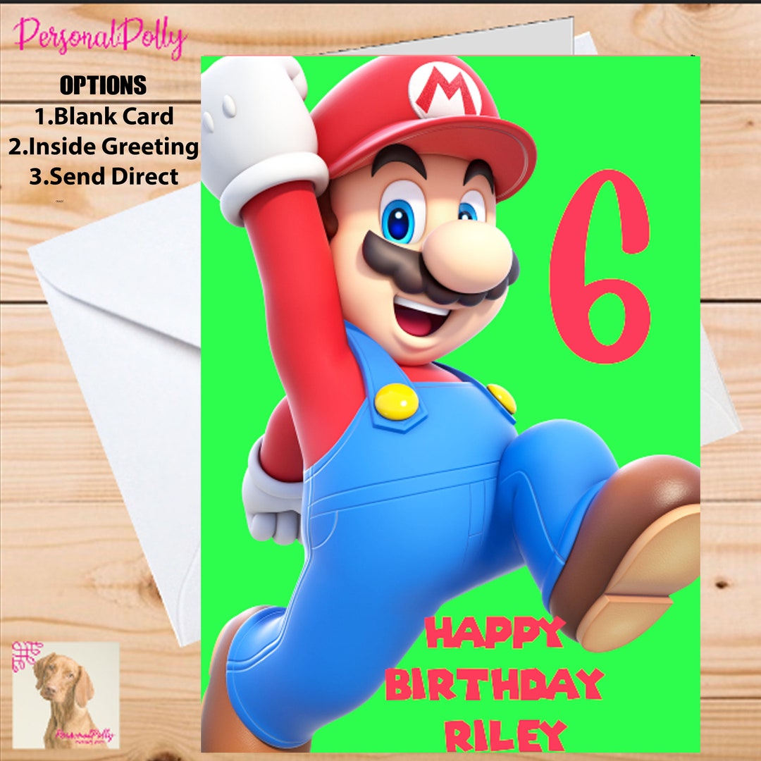 Personalised Super Mario Card Birthday Christmas Unofficial Luigi Peach ...