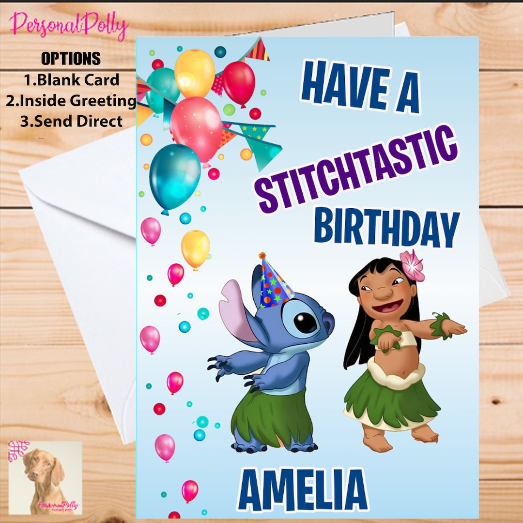 Personalised Lilo and Stitch Card Birthday Christmas Unofficial Any ...