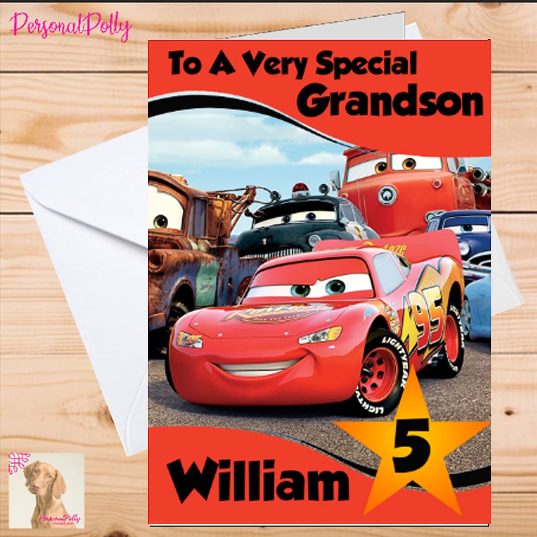 Personalised Cars Card Birthday Christmas Disney Lightning Mcqueen Race ...
