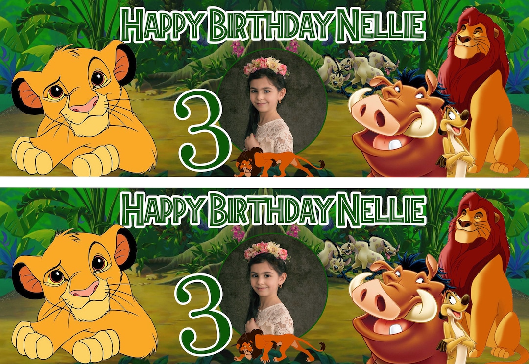 Personalised Lion King Birthday Banner Paper Wall Art Large 840mm X ...