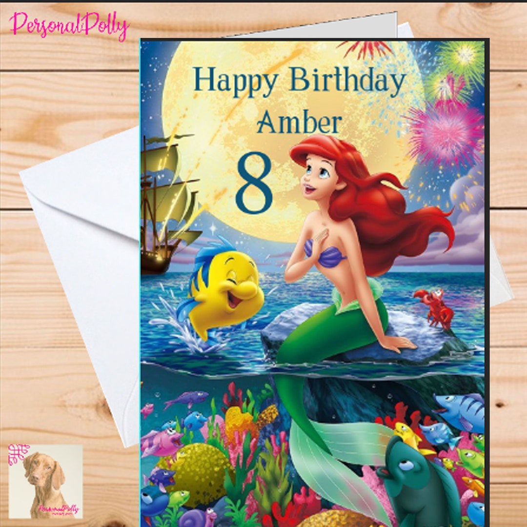 Personalised Little Mermaid Card Birthday Unofficial Disney Ariel ...