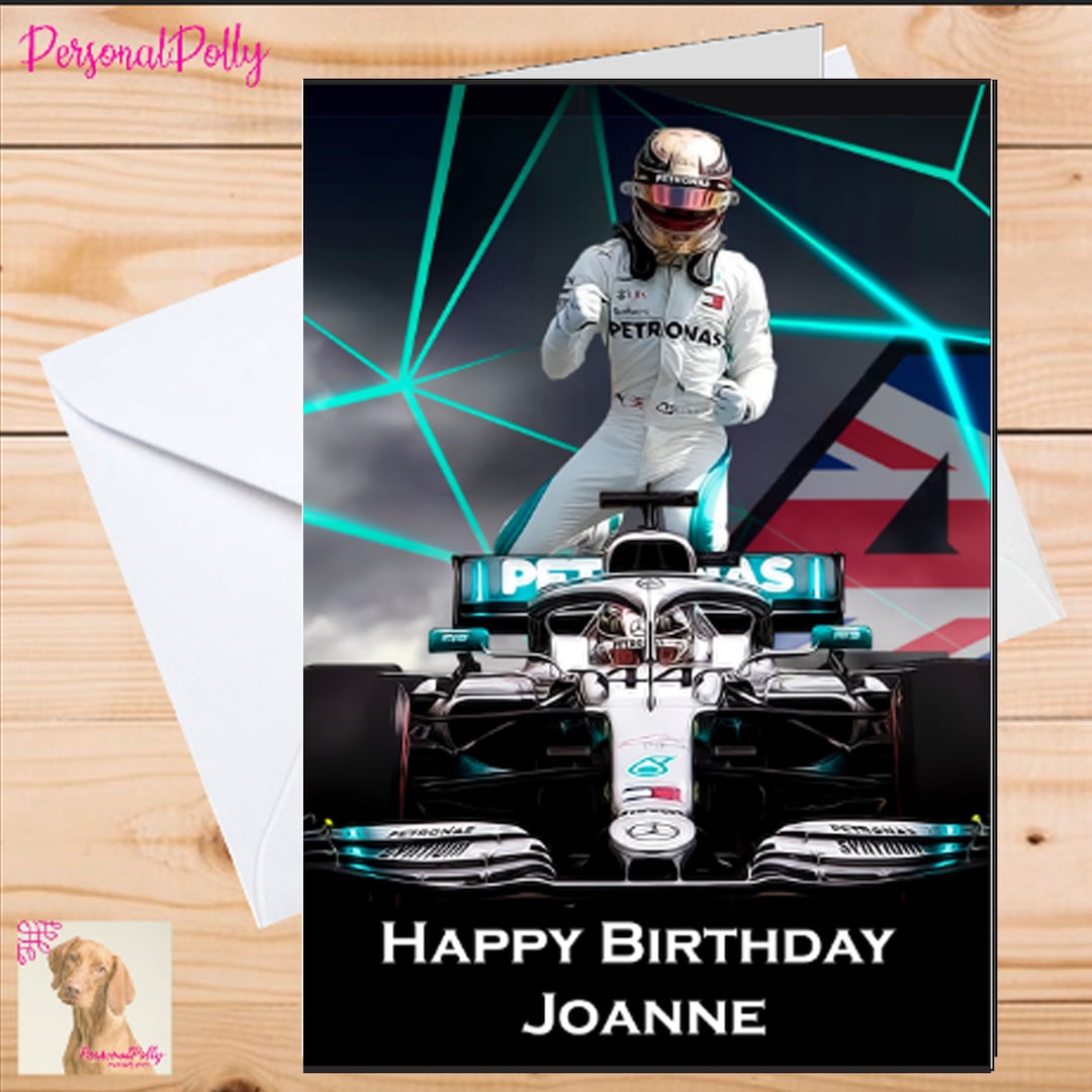 Personalised F1 Card Birthday Lewis Hamilton Moto GP Race Track Formula ...