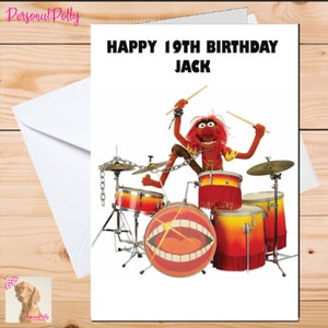 Personalised Muppets Card Birthday Unofficial Drummer Monster Any ...