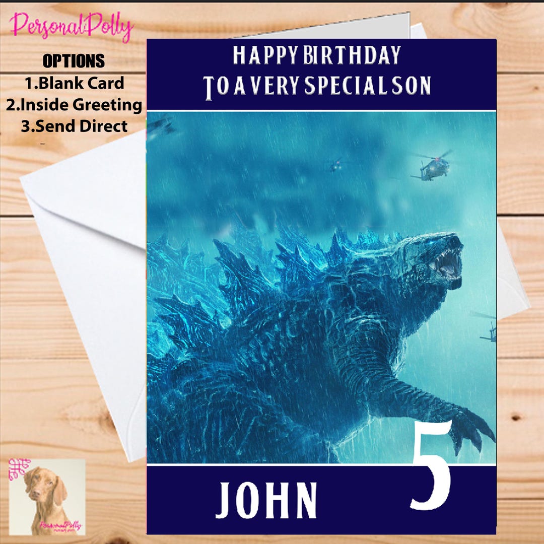 Personalised Godzilla Card Birthday Unofficial Monster Dinosaur - Etsy