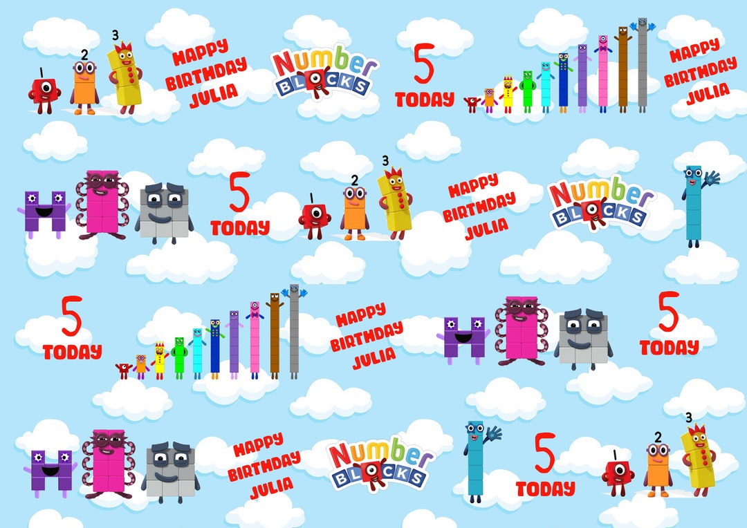 Personalised Numberblocks Birthday Gift Wrap Large Sheet Wrapping Paper ...