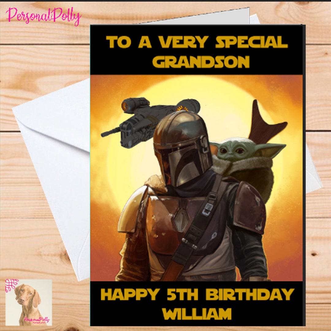 Personalised Mandalorian Card Birthday Unofficial Movie Star Wars Darth ...