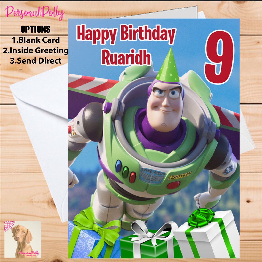 Personalised Buzz Lightyear Card Birthday Unofficial Toy Story Infinity ...