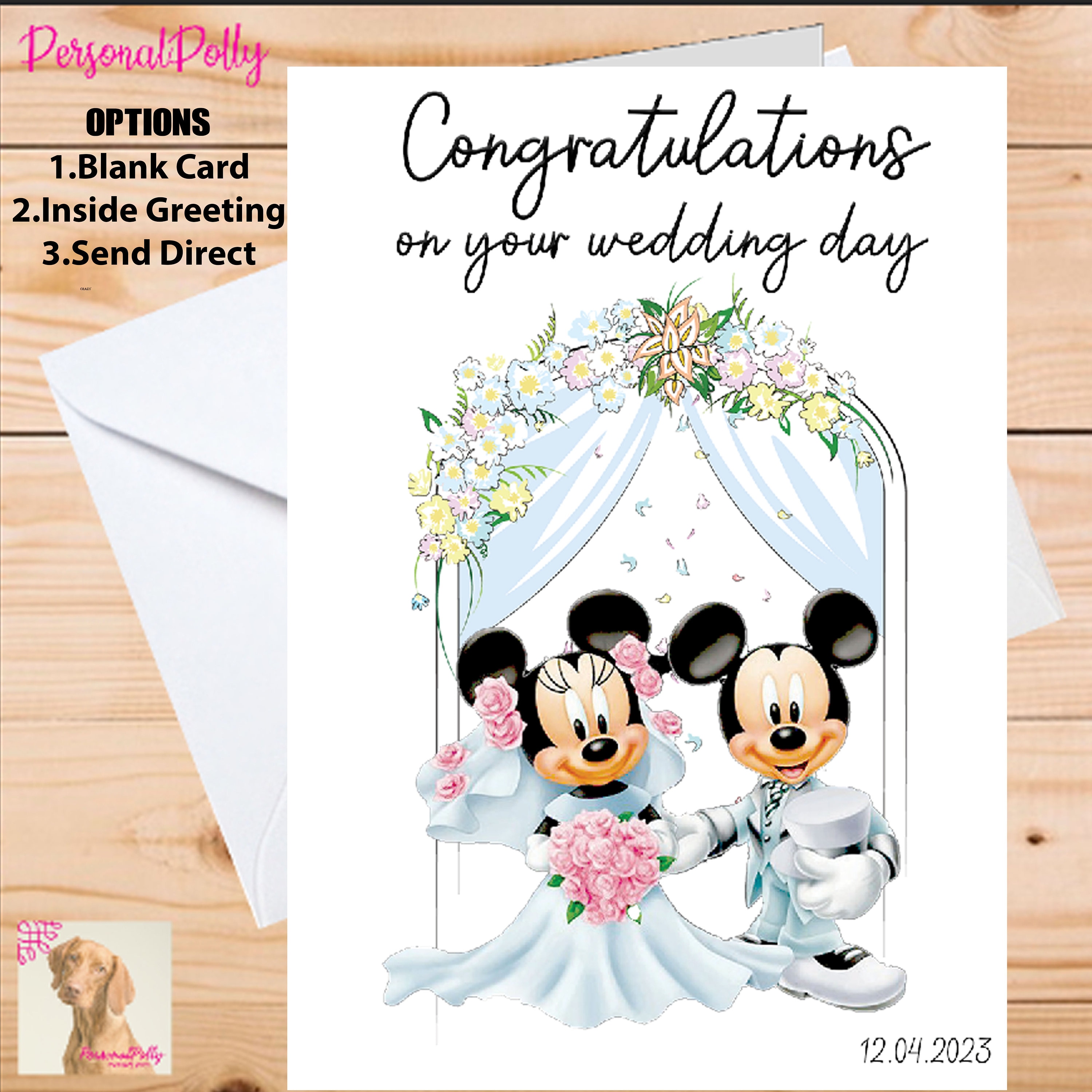 Greetings Disney Themed Wedding Personalised Disney Mickey & Minnie