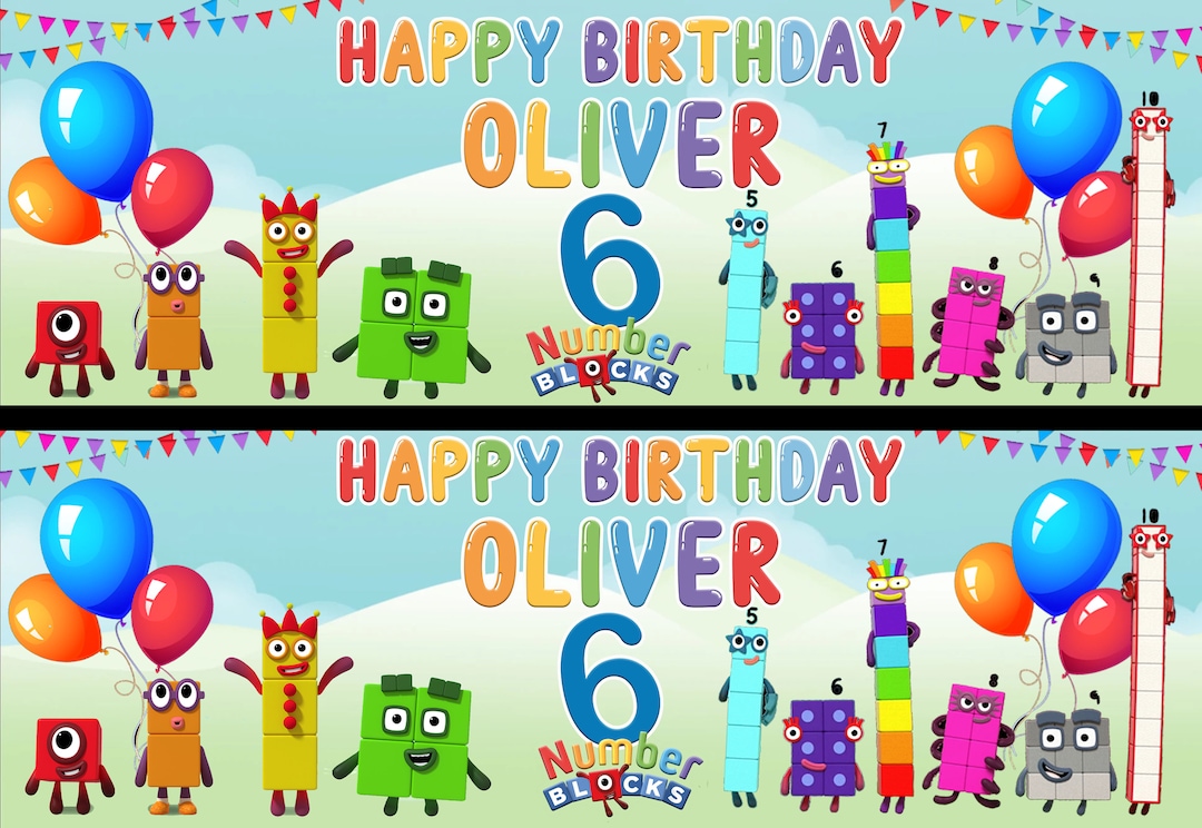 Personalised Numberblocks Birthday Banner Paper Wall Art Large Number ...