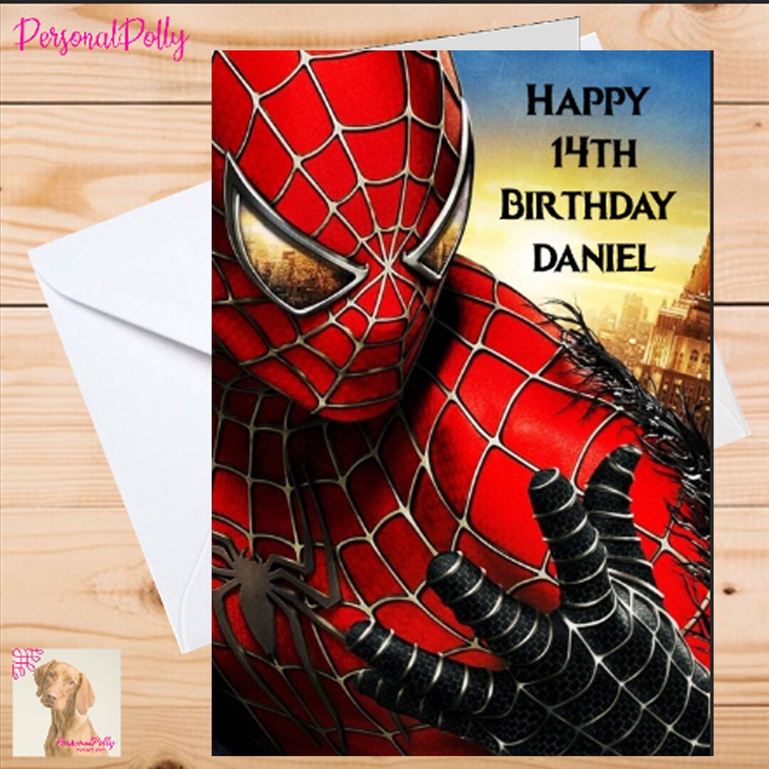 Personalised Spiderman Card Birthday Spiderman Web Spider Jane Any ...