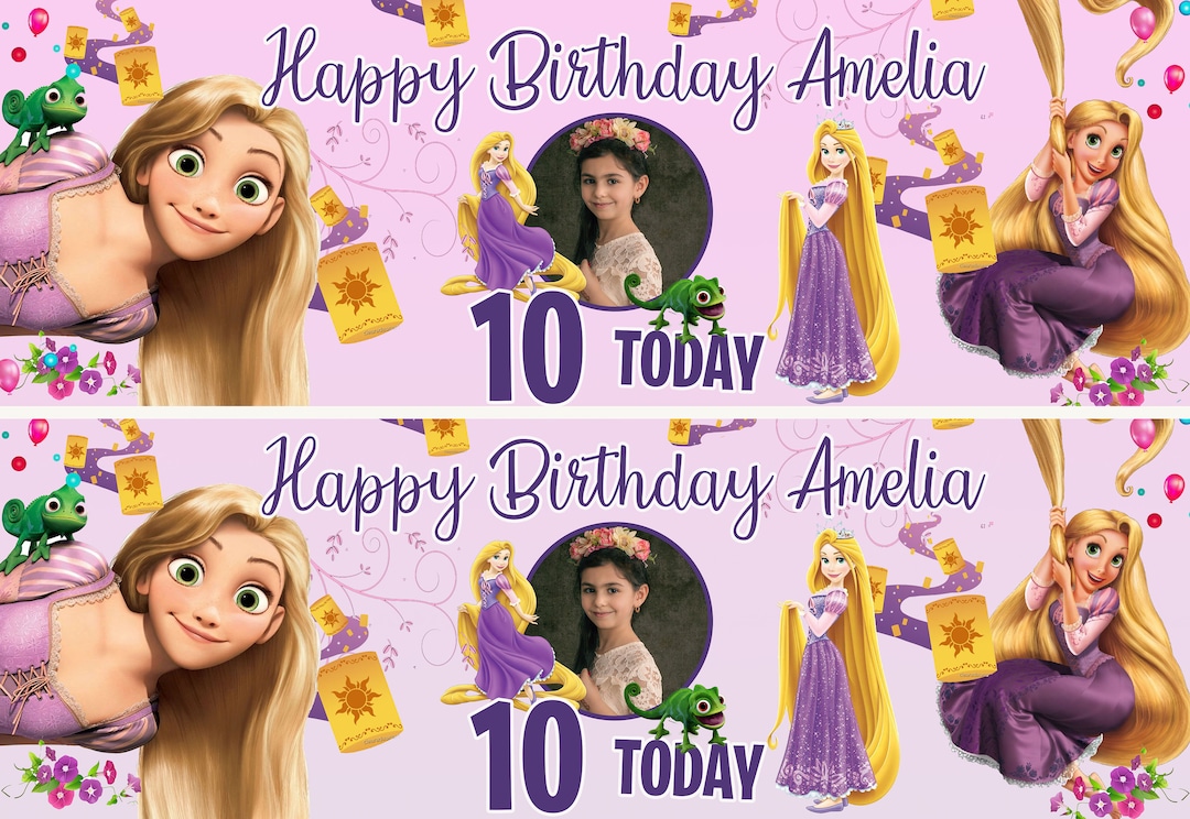 Personalised Disney Princess Rapunzel Birthday Banner Paper Wall Art ...