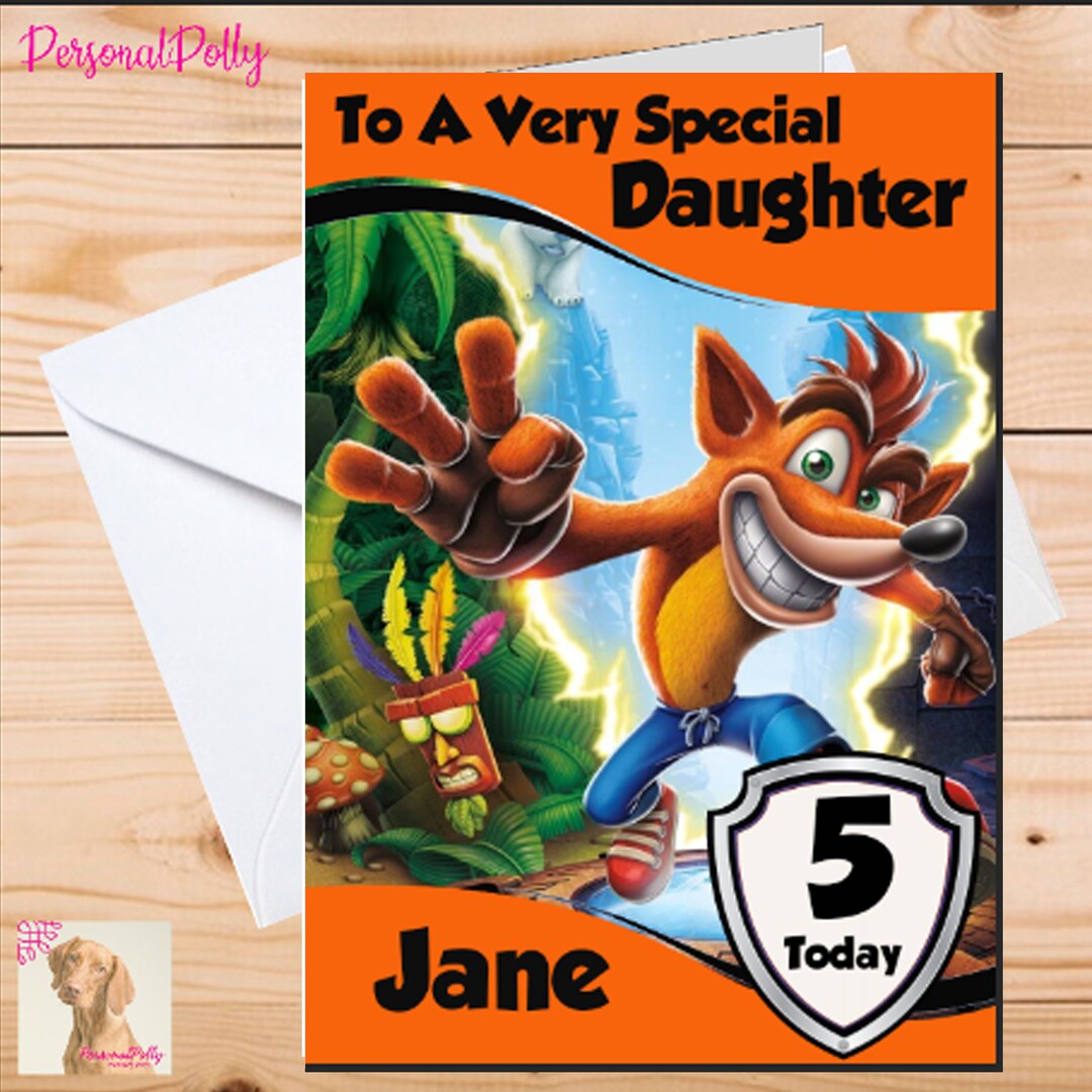 Personalised Crash Bandicoot Card Birthday Any Greeting Fox Warped Game ...