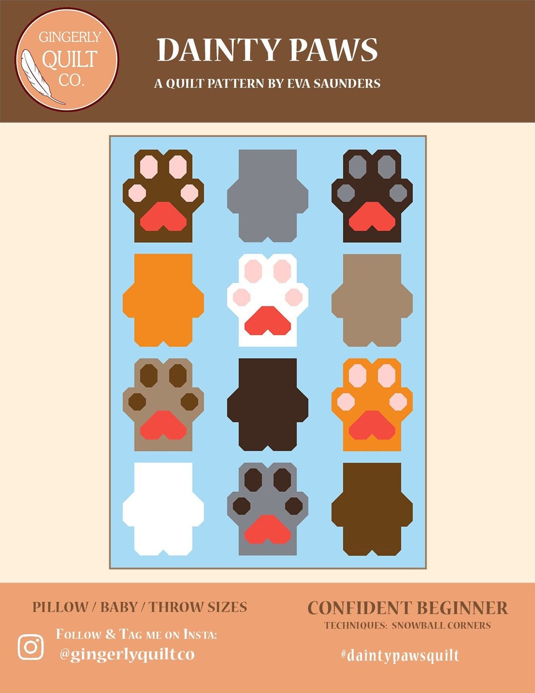 Dainty Paws Quilt PDF Pattern - Etsy