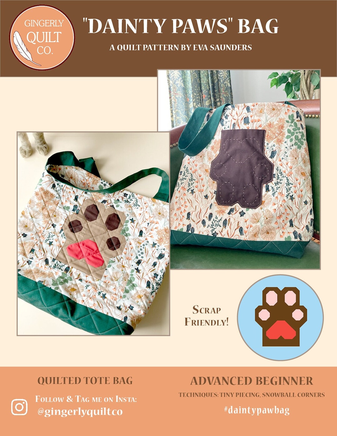 Dainty Paws Bag PDF Pattern - Etsy