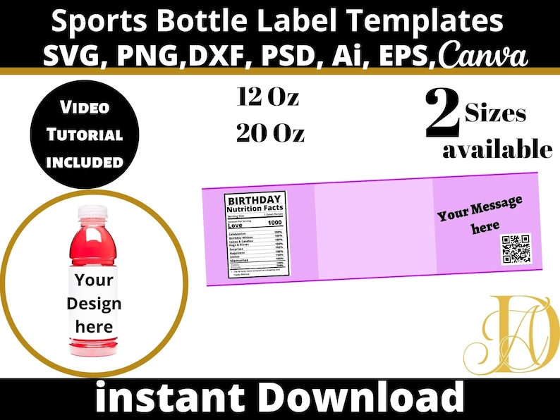 Sports Drink Bottle Blank Label Template Sports Drink Wrapper - Etsy