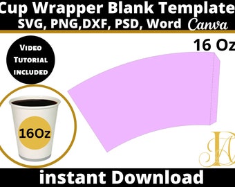 9oz Blank Paper Cup Wrapper Template, Styrofoam Coffee Cup Template ...