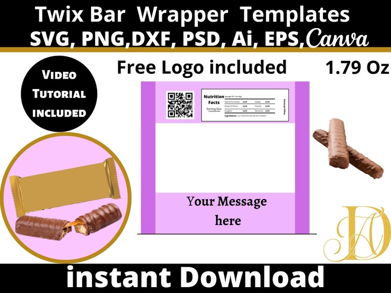 Twix Candy Wrapper Template: Editable Chocolate Bar (digital Download ...
