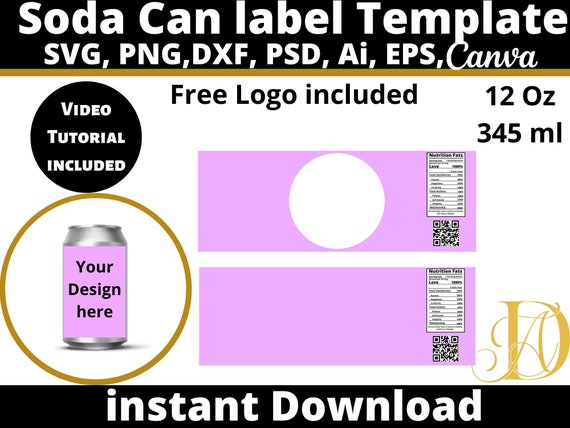 12oz Soda Can Template Soda Can Wrapper Template Chip Bag - Etsy France