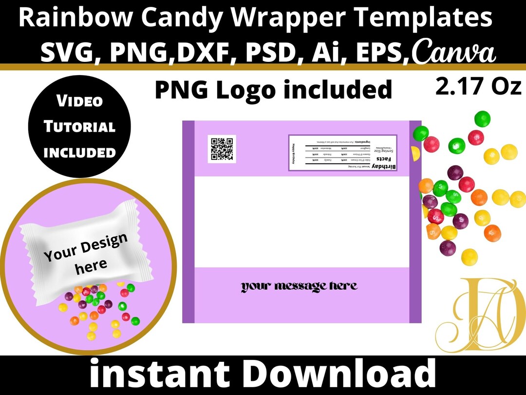 Rainbow Wrapper Template, Skitle Candy Wrapper Template, Rainbow Candy ...