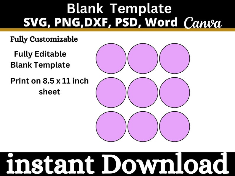 Circle Template 2.5 Inch Circles Template 2.5 Inch Cup Cake - Etsy