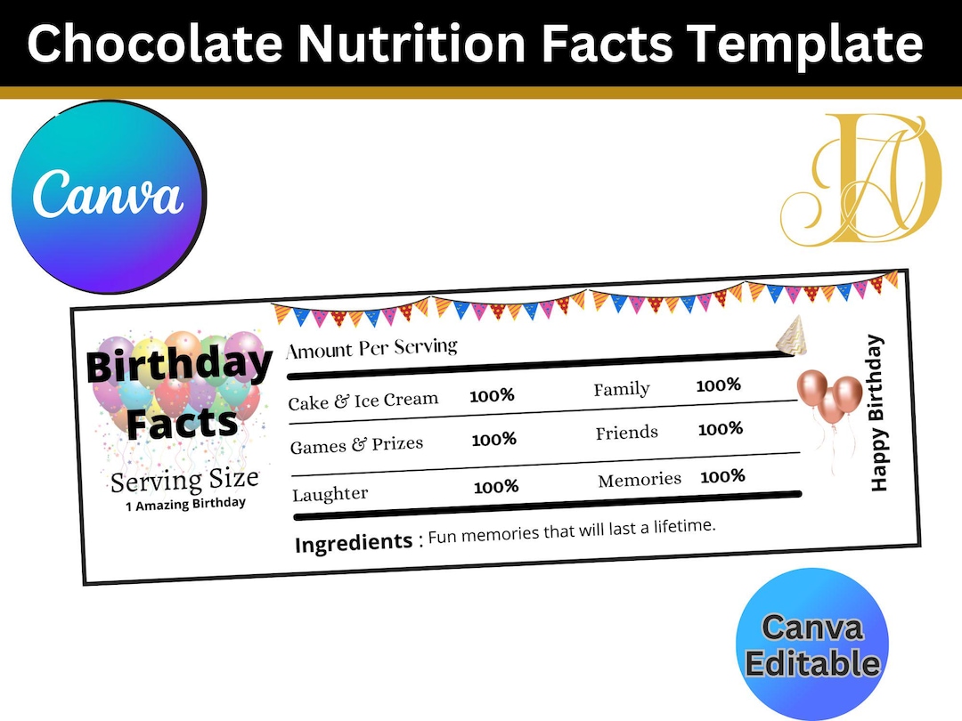 Chocolate Nutrition Facts Template, Nutrition Facts, Nutrition Facts ...