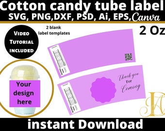 Cotton Candy Label Template - Etsy