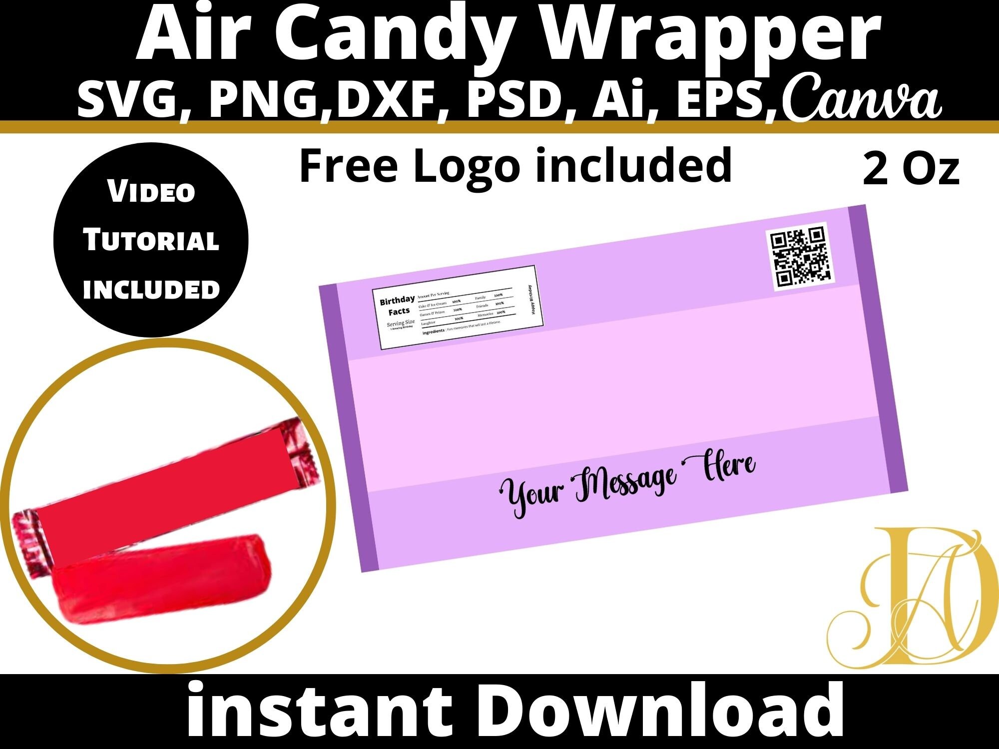 Air Head Candy Wrapper Template: 2 Oz, SVG, PNG, Canva (digital ...