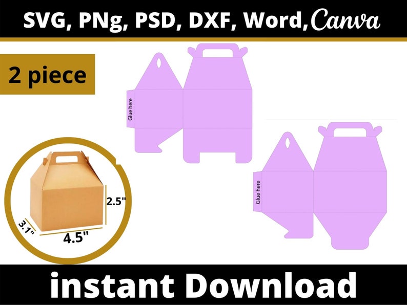 Gable Box Template Gift Box Template Party Favor Gift Bag - Etsy