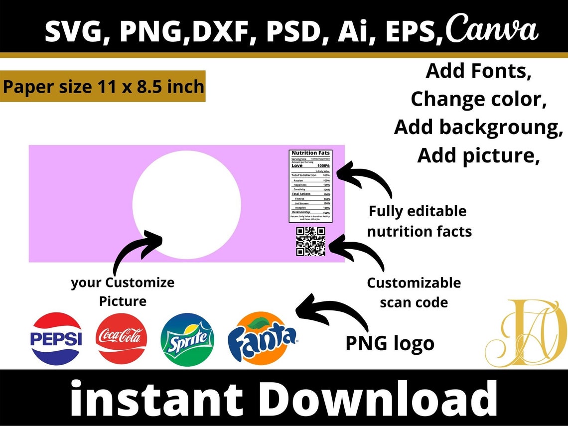 12oz Soda Can Template Soda Can Wrapper Template Chip Bag - Etsy