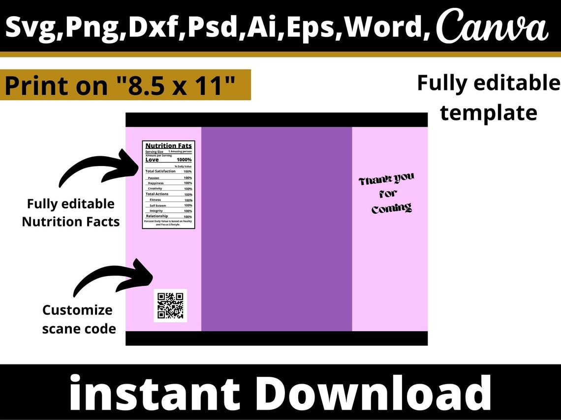 Editable Chip Bag Template Nutritional Label Chip Bag - Etsy