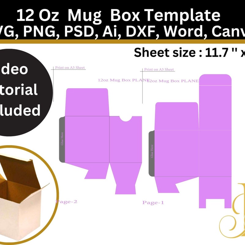Mug Box Template - Etsy