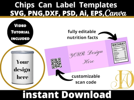 Chips Can Label Template Chips Label Template Mini Chips - Etsy
