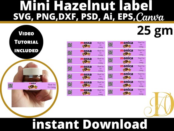 Mini Hazelnut Spread 25 Gm Bottle Blank Label Template Mini - Etsy
