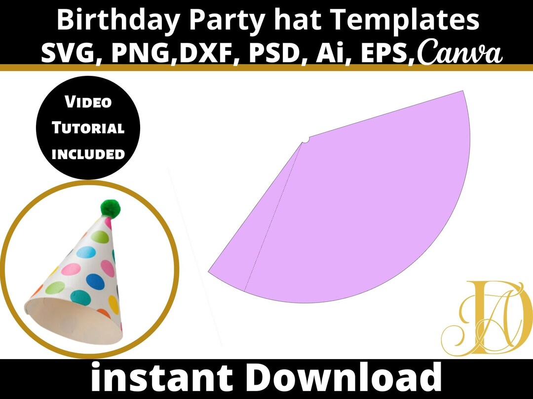 Blank Birthday Cone Hat Template: Customizable Party Hat (digital ...