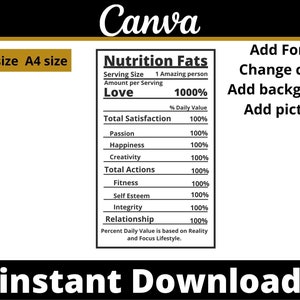 Easter Nutrition Facts Template Nutrition Facts Nutrition - Etsy