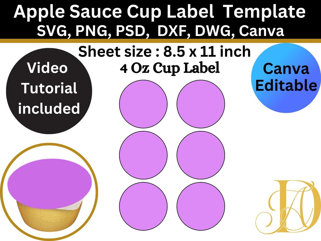 Applesauce 4oz Label Template, Apple Sauce Sticker Label, DIY, Psd, PNG ...