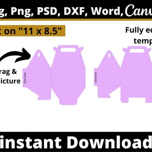 Gable Box Template, Gift Box Template, Party Favor Gift Bag With ...