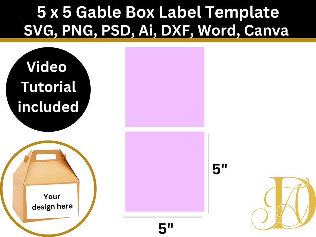 5 X 5 Gable Box Label Template, Instant Download Gabel Box Label ...