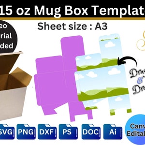 15 Oz Mug Box Template SVG, 15 Oz Mug Box, Mug Box Template Cut Files ...