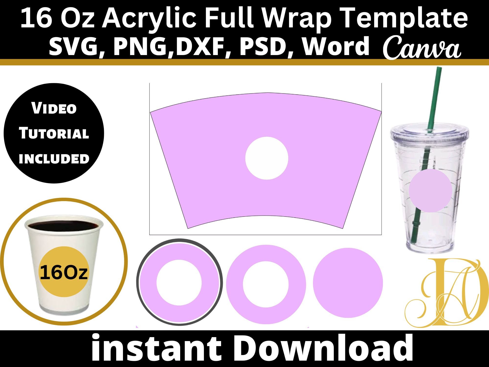 Tumbler Template Svg 16 Oz Starbacks Full Wrap Template Svg - Etsy
