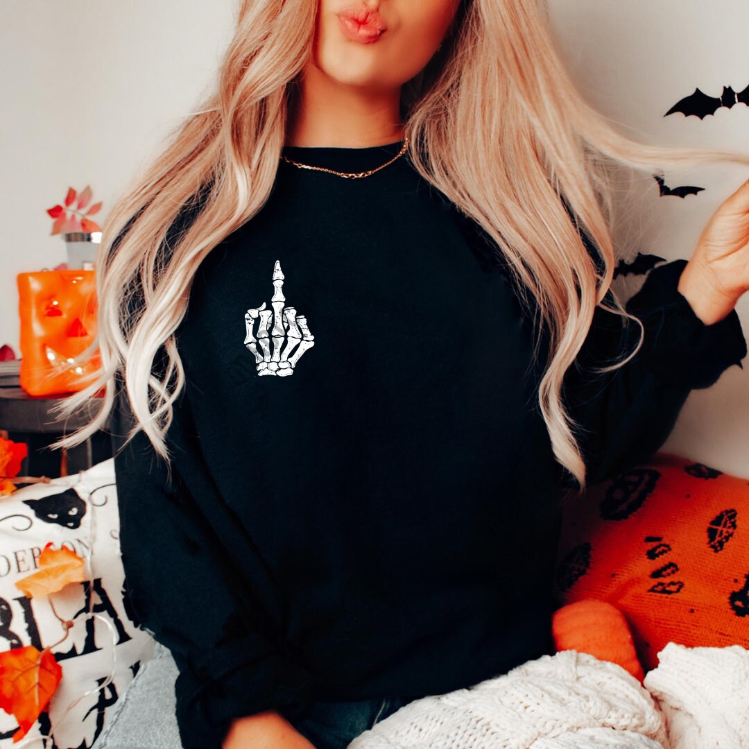 Skeleton Hand Shirt, Funny Skeleton Hand Shirt, Halloween Shirt, Middle ...