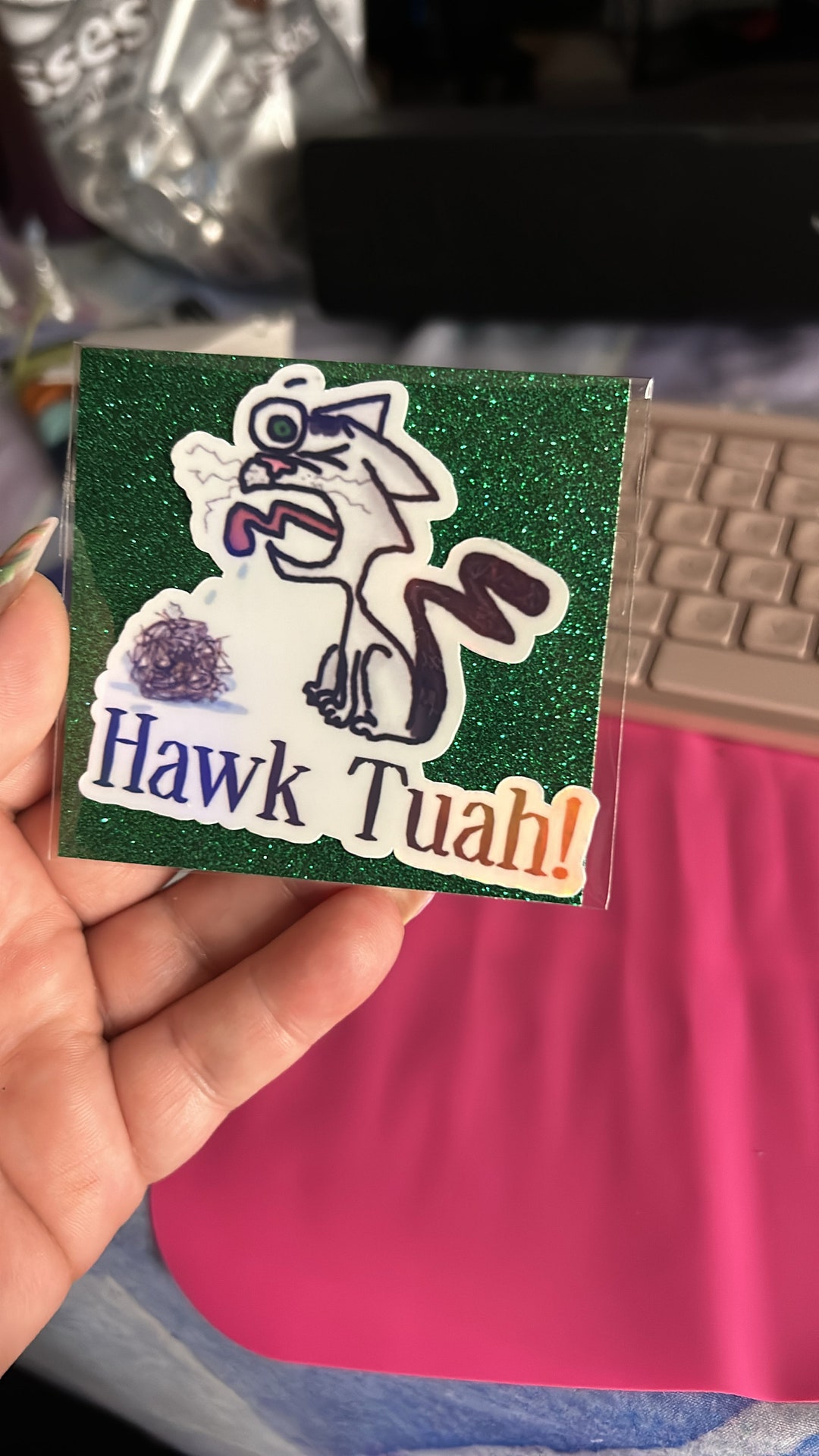 Hawk Tuah Hairball Sticker - Etsy
