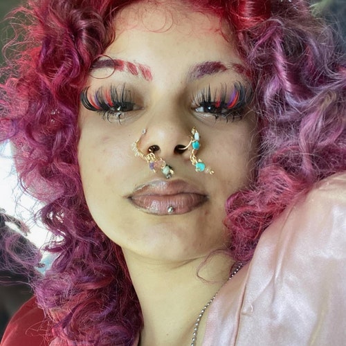 CRYSTAL NOSE RING Dangle Crystal Nose Ring Nose Hoop - Etsy