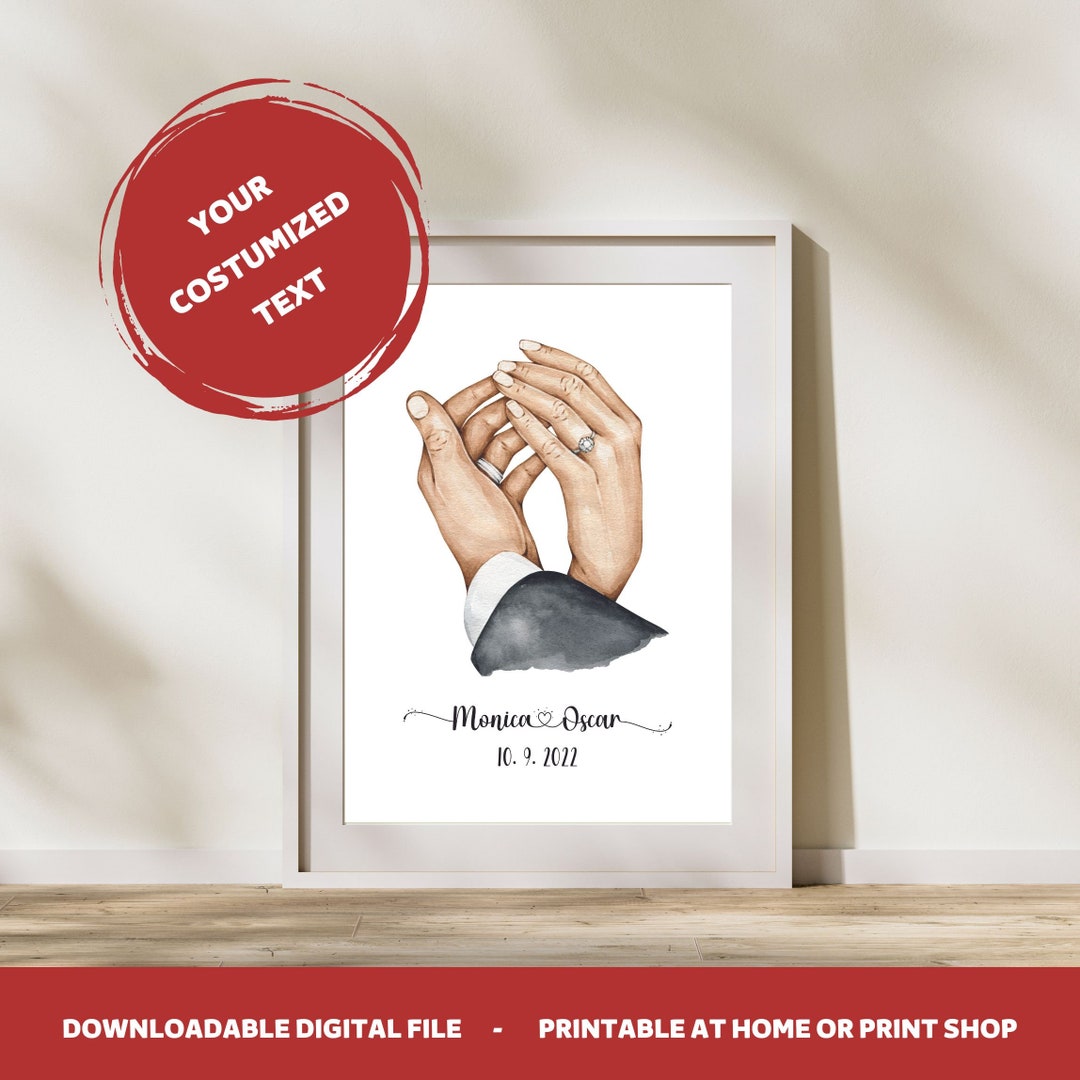 Wedding Gift Poster Personalized, Engagement Love I Do Poster, Holding ...