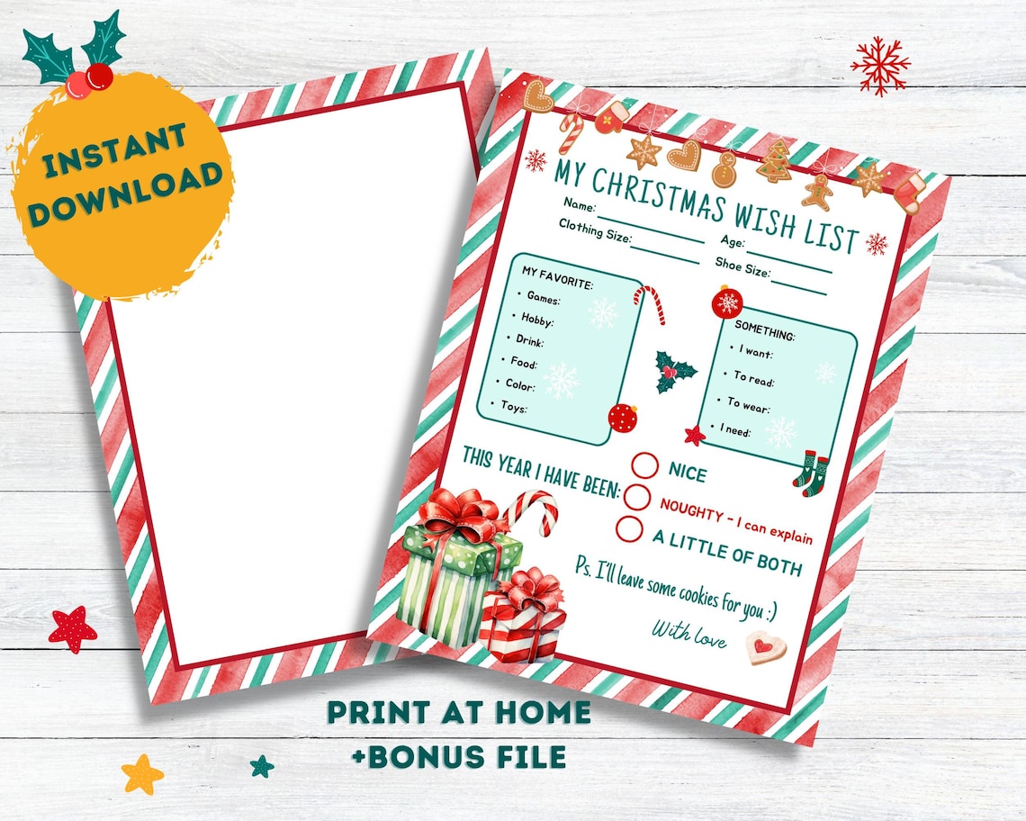 Christmas Letter Paper Printable | Christmas Wish List for Kids ...