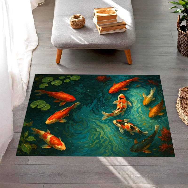 Koi Fish Rug 8x10 - Etsy UK