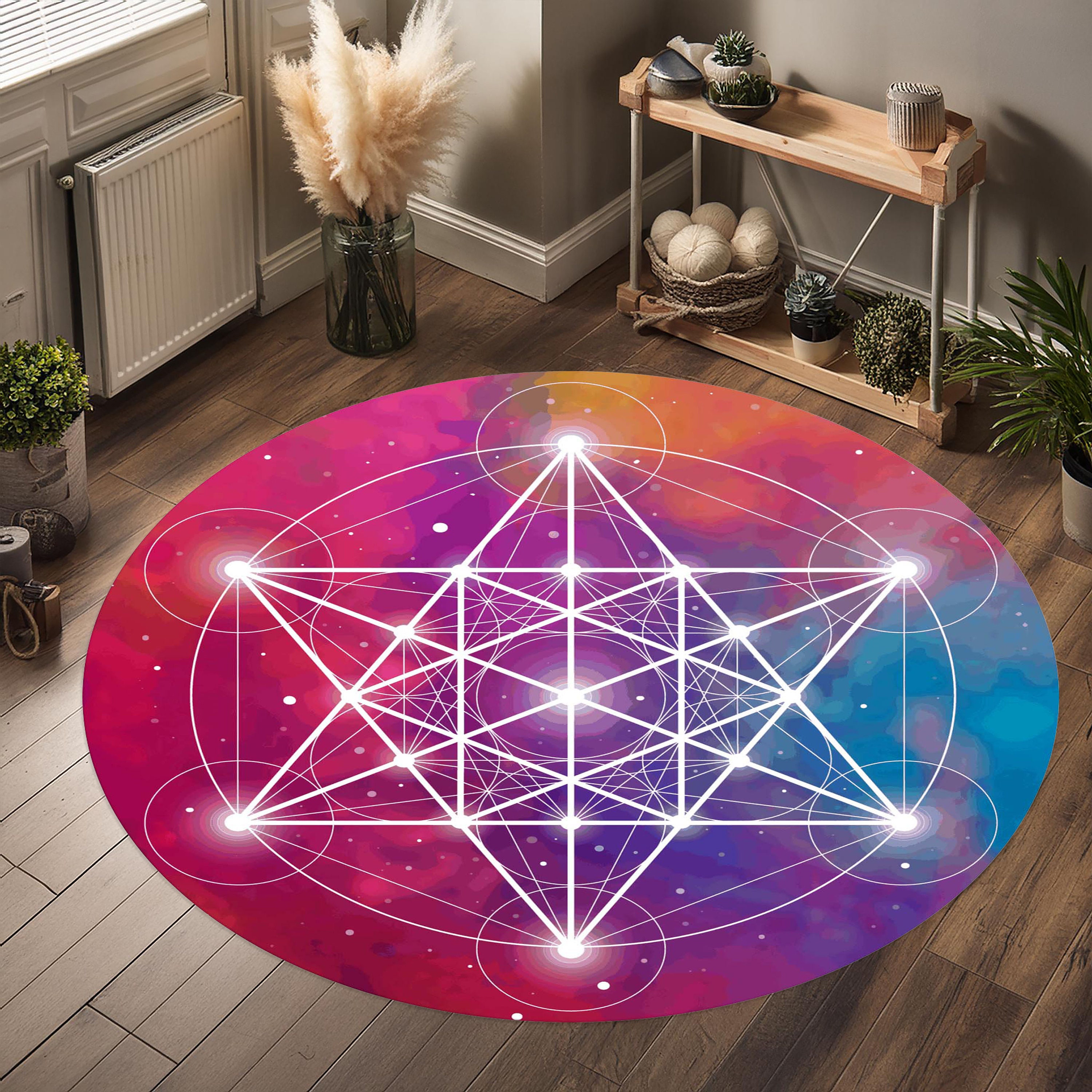 Metatron Cube Rug, Sacred Geometry Rug, Flower of Life Rug,spiritual ...