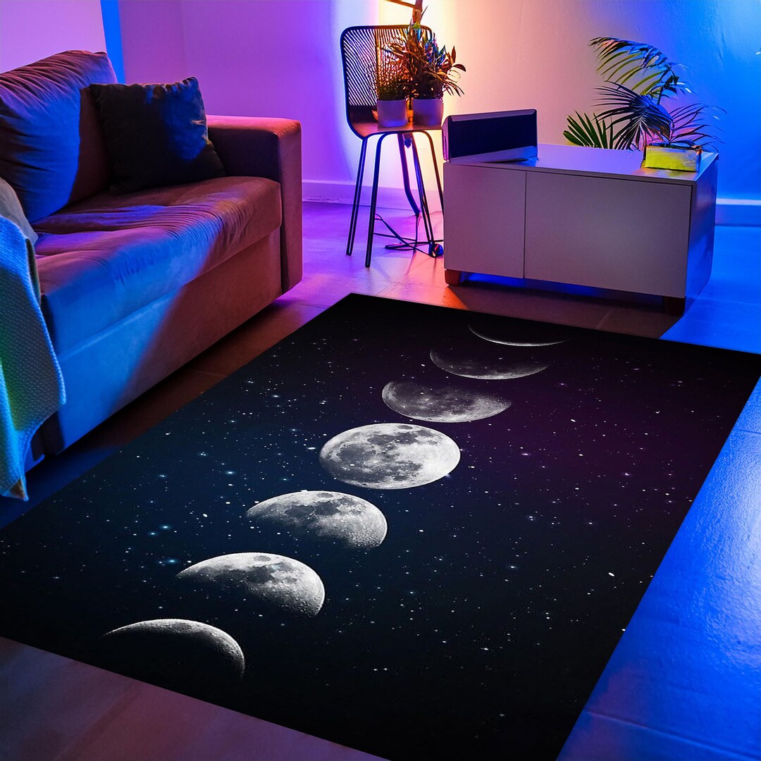Moon Rug,night Rug,full Moon Rug,moon Theme Rug,moon Pattern Rug,night ...